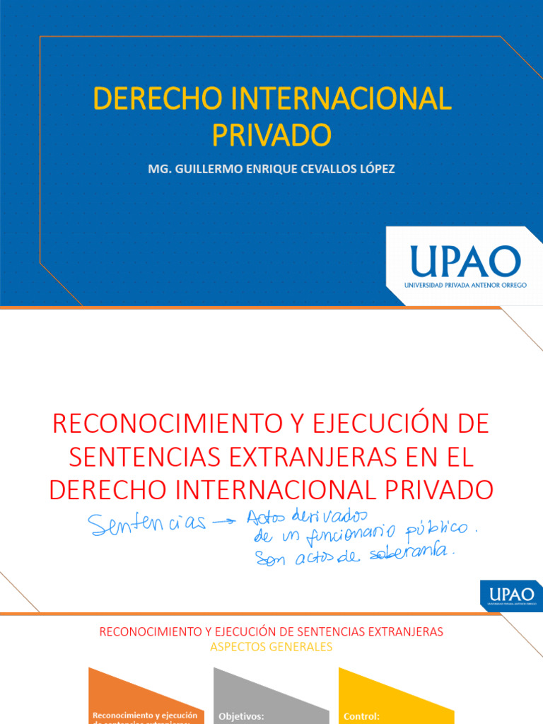 Reconocimiento y Ejecución de Sentencias Extranjera en El DIPriv (Nuevo ...