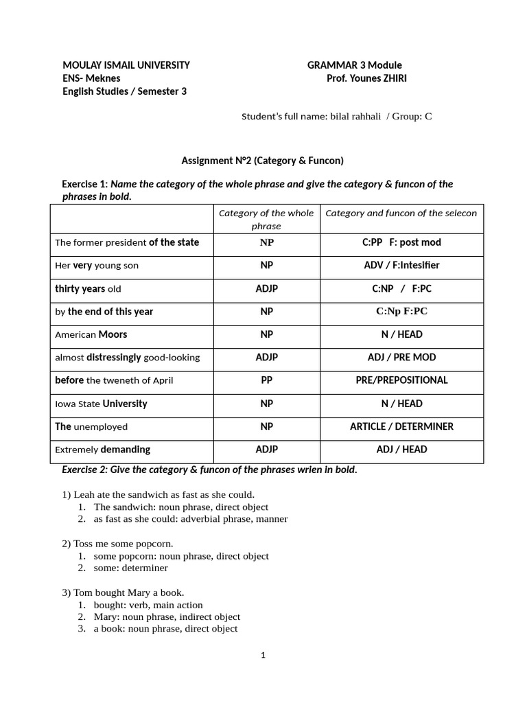 AYA SHIMI Assignment N°2 | PDF | Clause | Verb