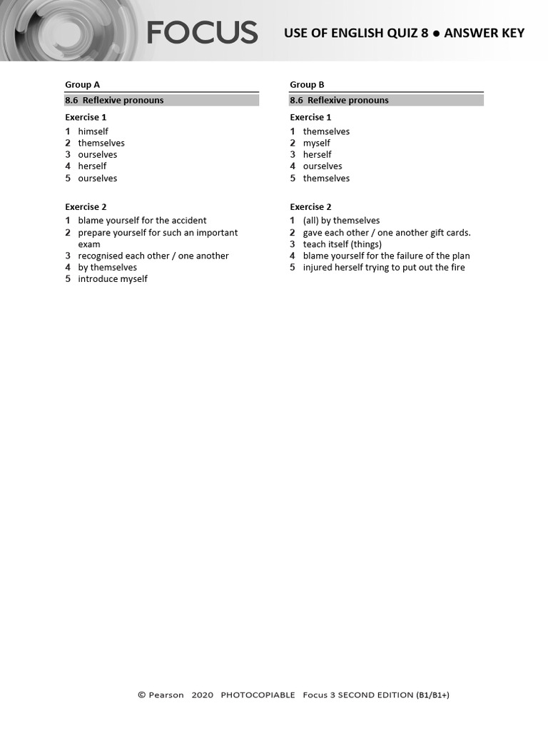 Focus3 2e Uoe Quiz Unit8 Groupa B Answers | PDF