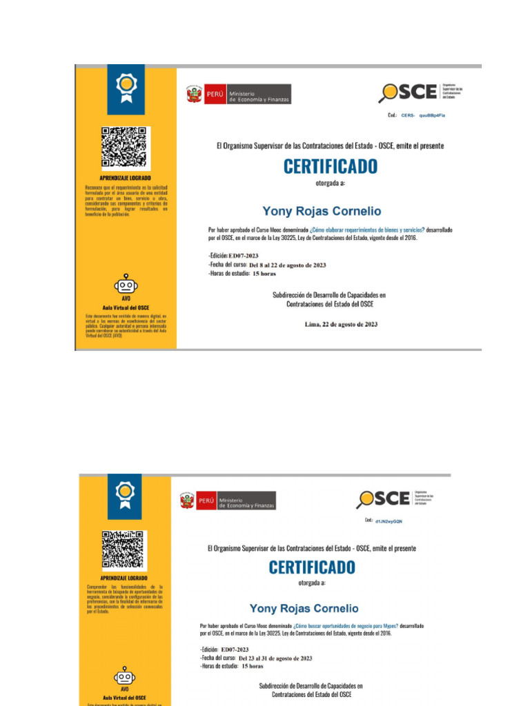 Certificados Osce 2 | PDF