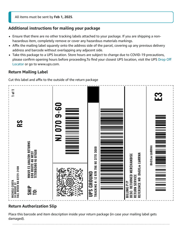 Online Return Center | PDF