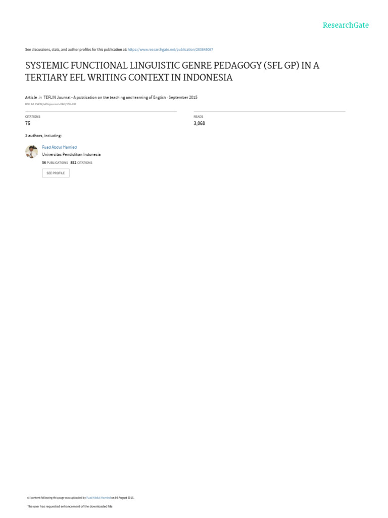 Systemic Functional Linguistic Genre Pedagogy SFL | PDF | Linguistics ...