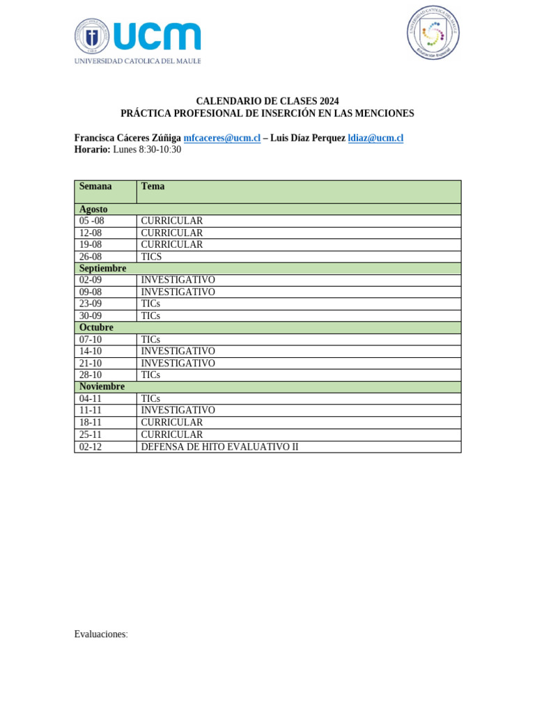 Calendario Ejes 2024 Ede 424 | PDF