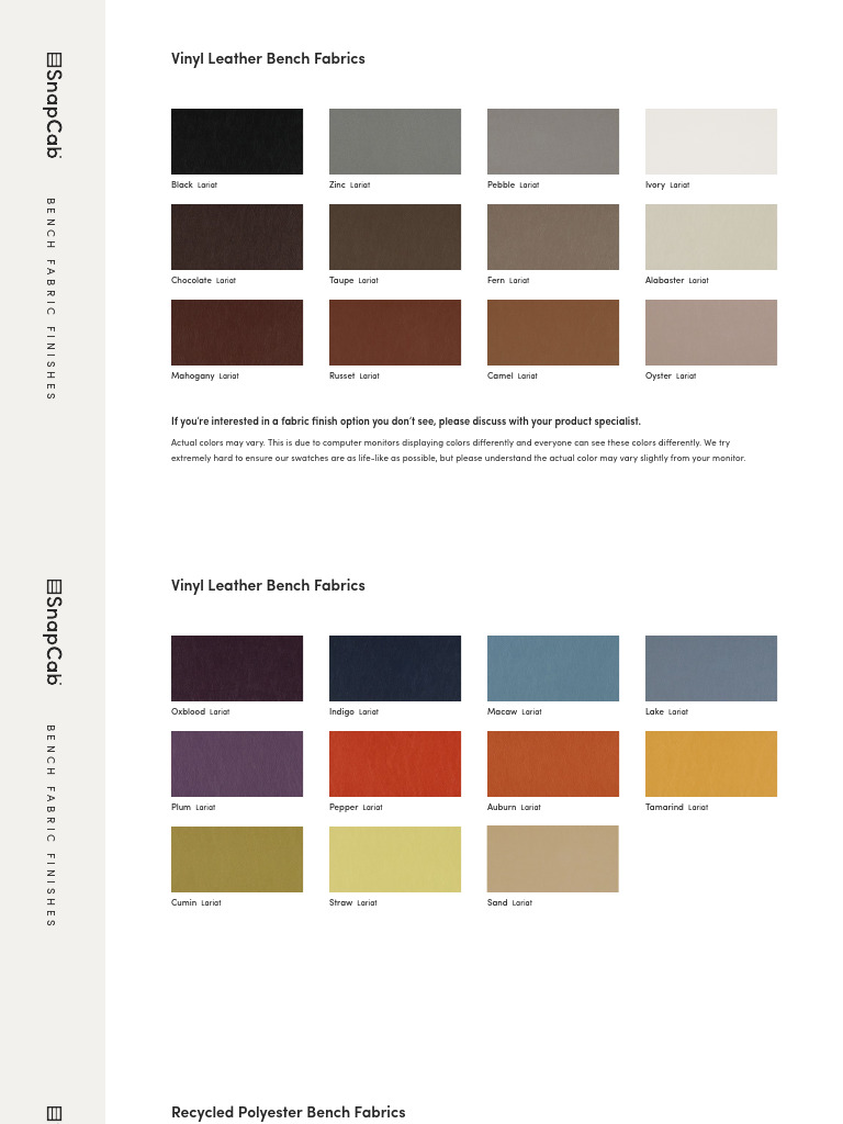 SnapCab Bench Fabrics | PDF