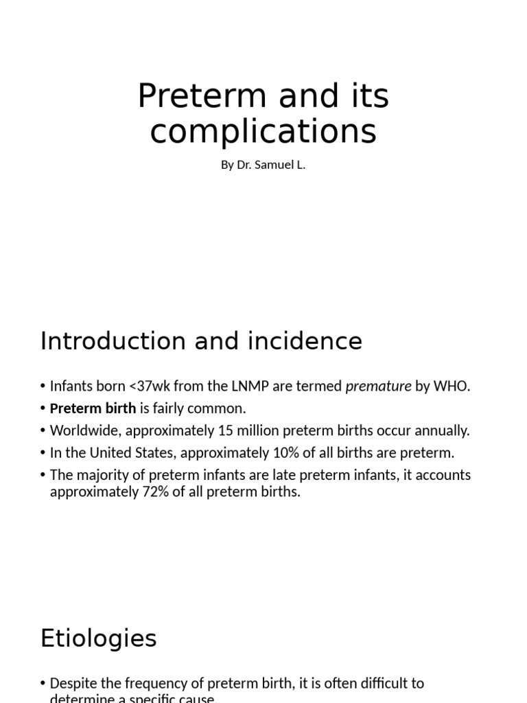 2 Preterm and Its Complications | PDF | Childbirth | Human Diseases And ...