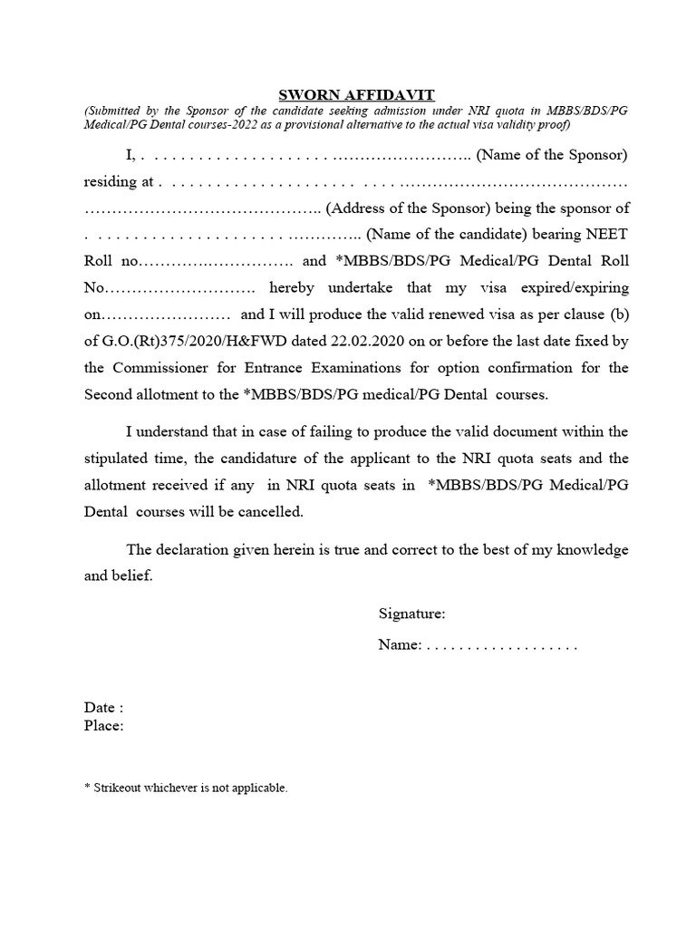 Sworn Affidavit Proforma | PDF