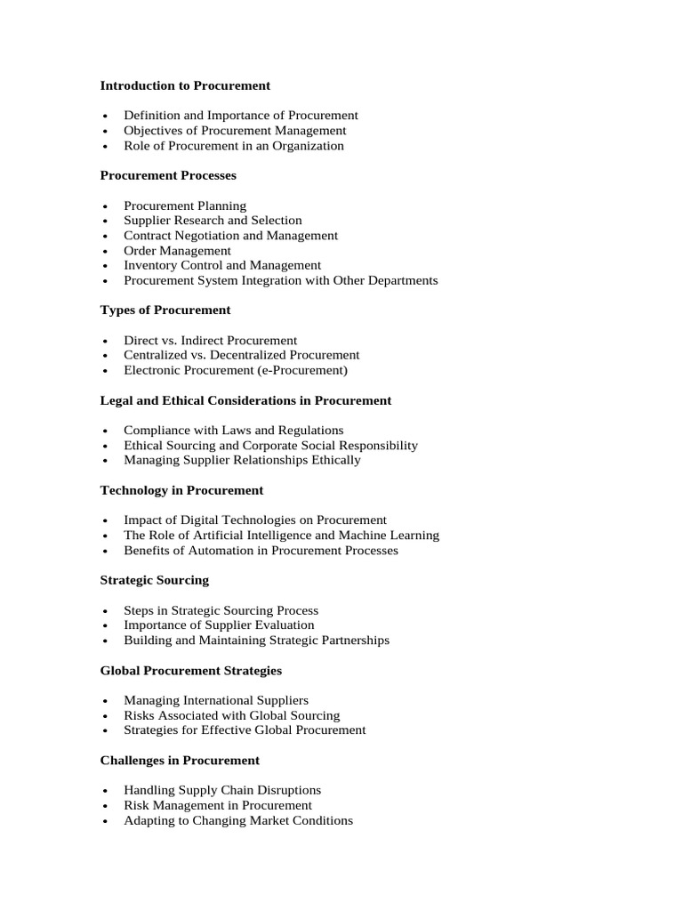 Introduction To Procurement 12-12 | PDF