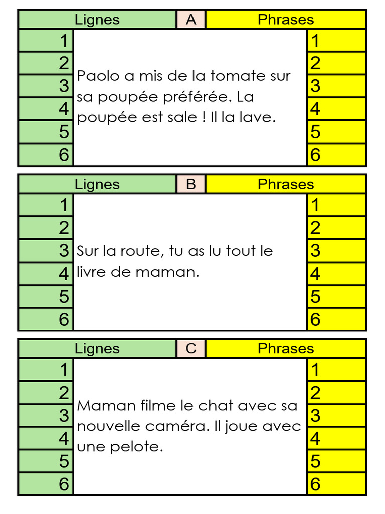 cartes à pinces phrases et lignes | PDF