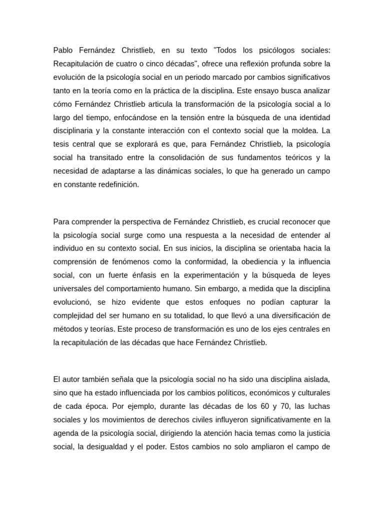 Pablo Fernández Christlieb | PDF | Sicología | Psicología Social
