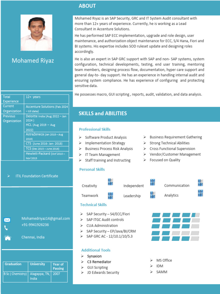 Mohamed Riyaz - SAP Security & GRC Consultant - Resume | PDF | Business | Information Technology ...