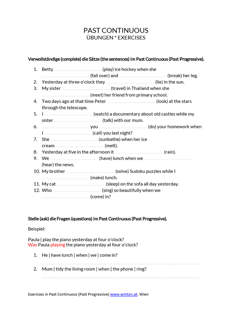 Exercises-Past-Continuous | PDF