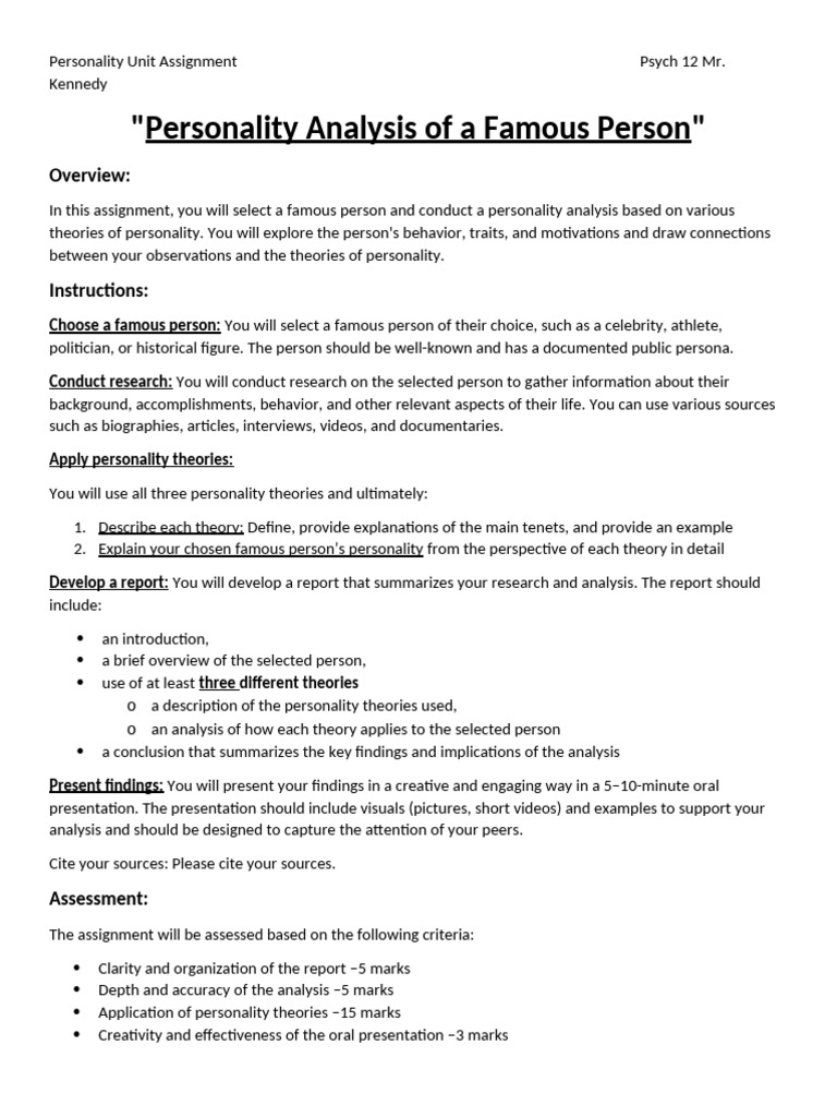 Personality Analysis of A Famous Person | PDF