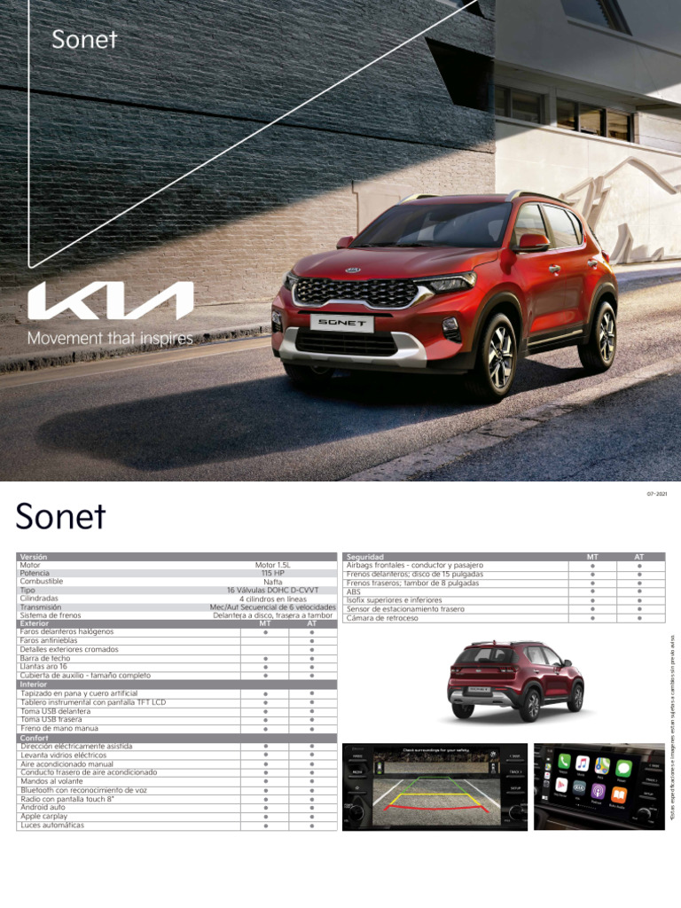 Ficha Tecnica Kia Sonet | PDF