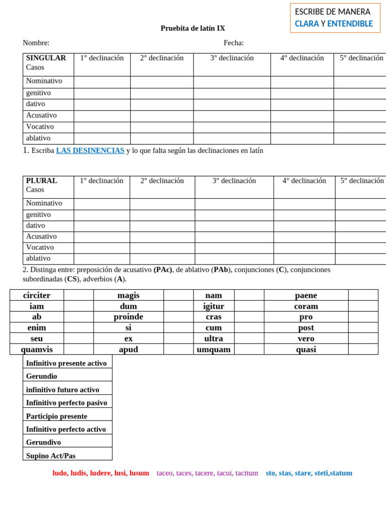 Pruebita de Latín IX | PDF