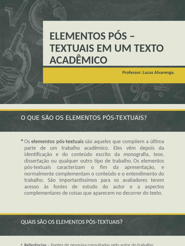 Elementos Pos Textuais Em Um Texto Academico | PDF