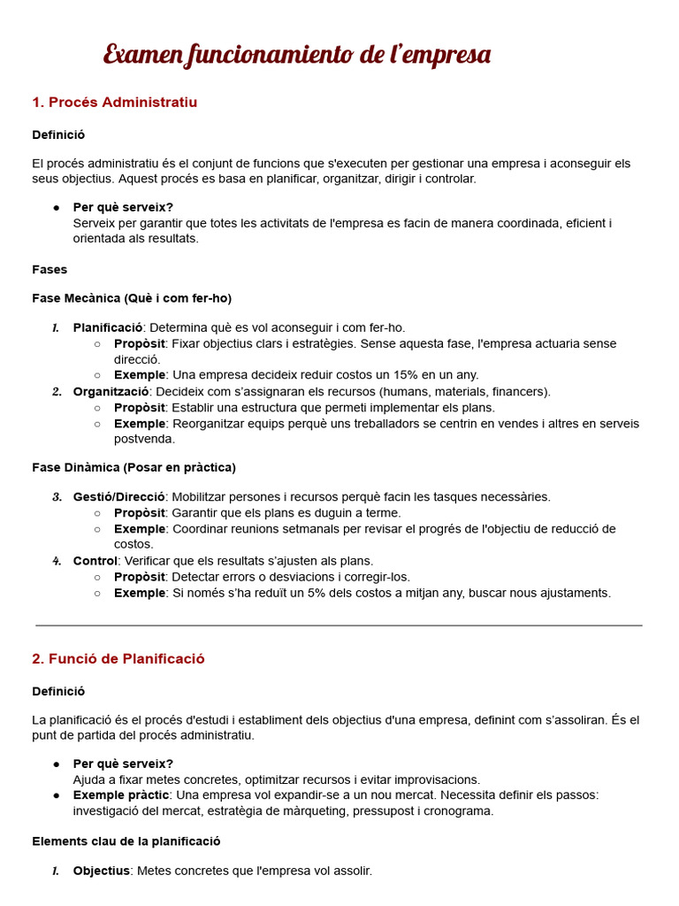 Examen Funcionament de L'empresa | PDF