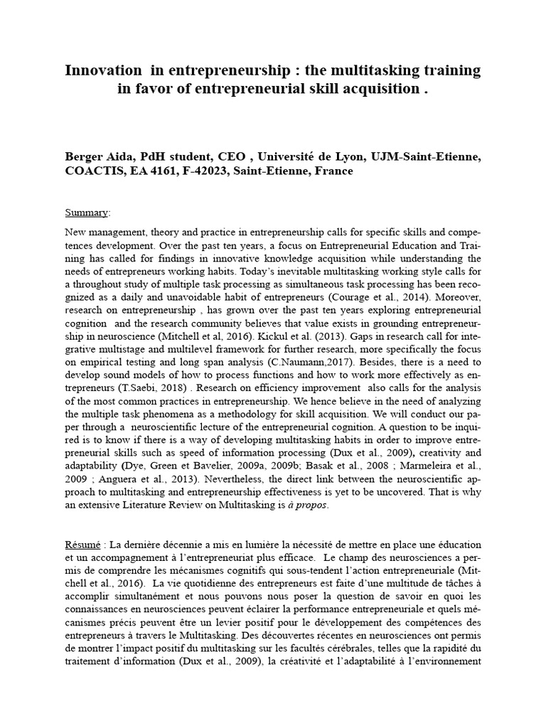 Article RFG Les Mutations de L'accompagnement Entrepreneurial | PDF ...