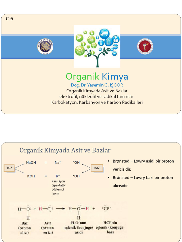 ECH112-UZEM-C6-Organik Kimyada Asit ve Bazlar(elektrofil, nükleofil ve radikaller ) | PDF
