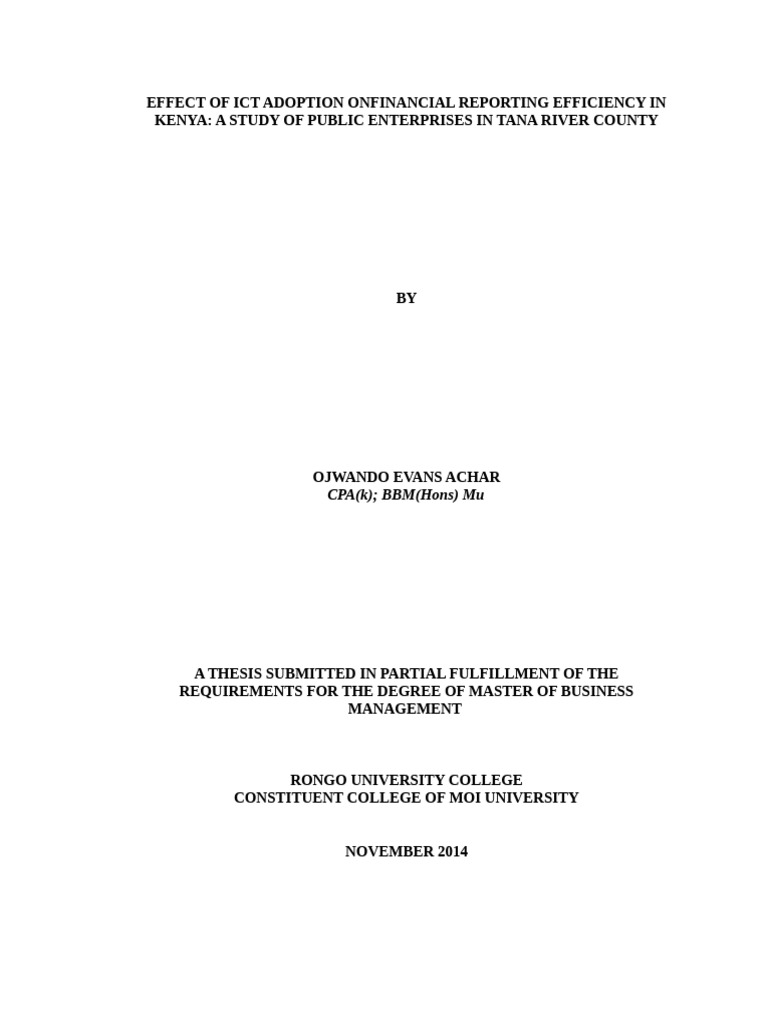 ACHAR Thesis REPORT Body | PDF | Accounting | Enterprise Resource Planning