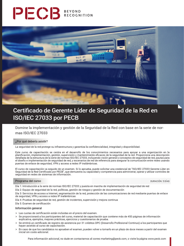 iso-iec-27033-lead-network-security-manager_1p-es | PDF | La seguridad informática | Seguridad