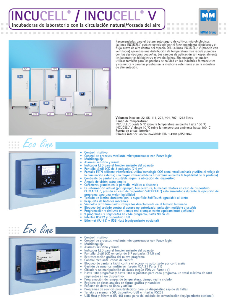 TL - Incucell - HOJA TECNICA INCUCELL-ECC-024 | PDF | Pantalla de cristal líquido | Laboratorios