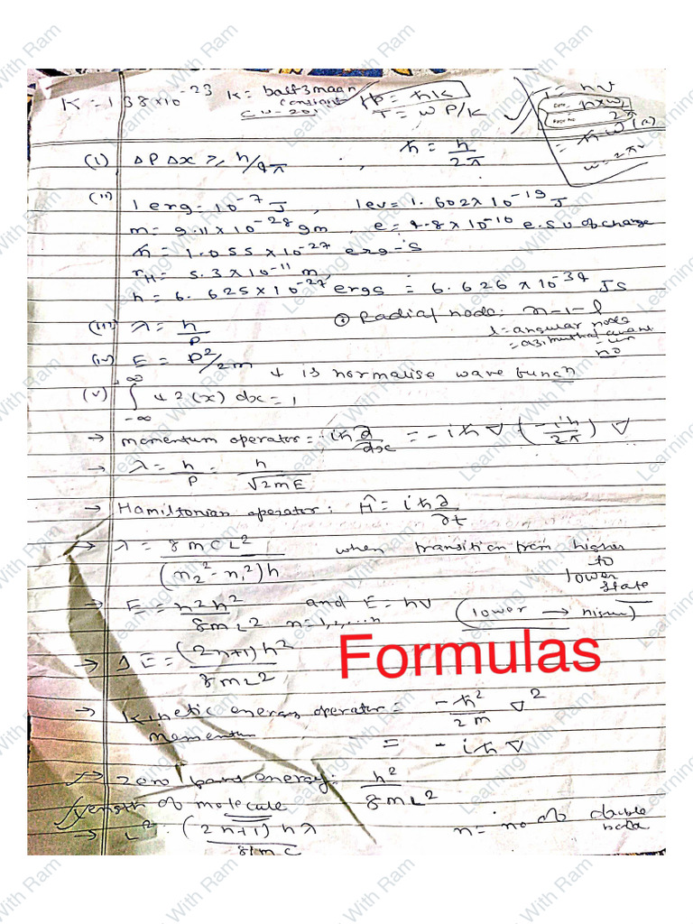 Important Formulas of Chemistry | PDF