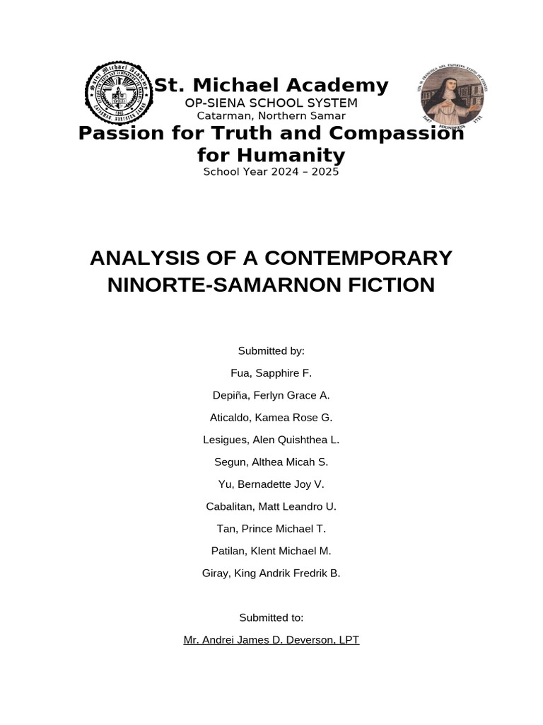 Analysis of A Contemporary Ninorte-Samarnon Fiction: St. Michael ...