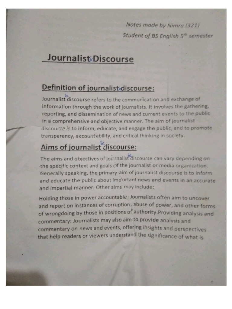 Journalistic Discourse-1 | PDF