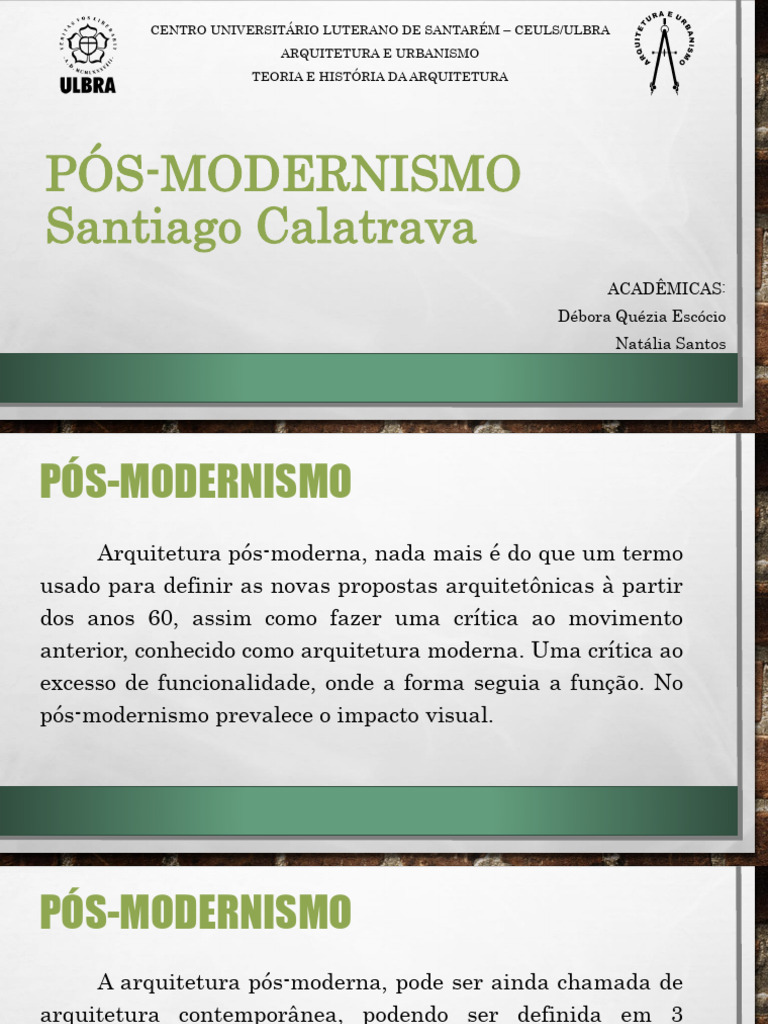 Arquitetura Pós-Moderna de Calatrava | PDF | Pós-modernismo | As artes