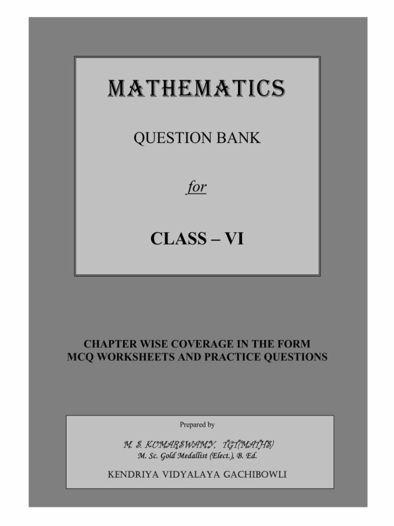 Question Bank Maths Class 6 | PDF