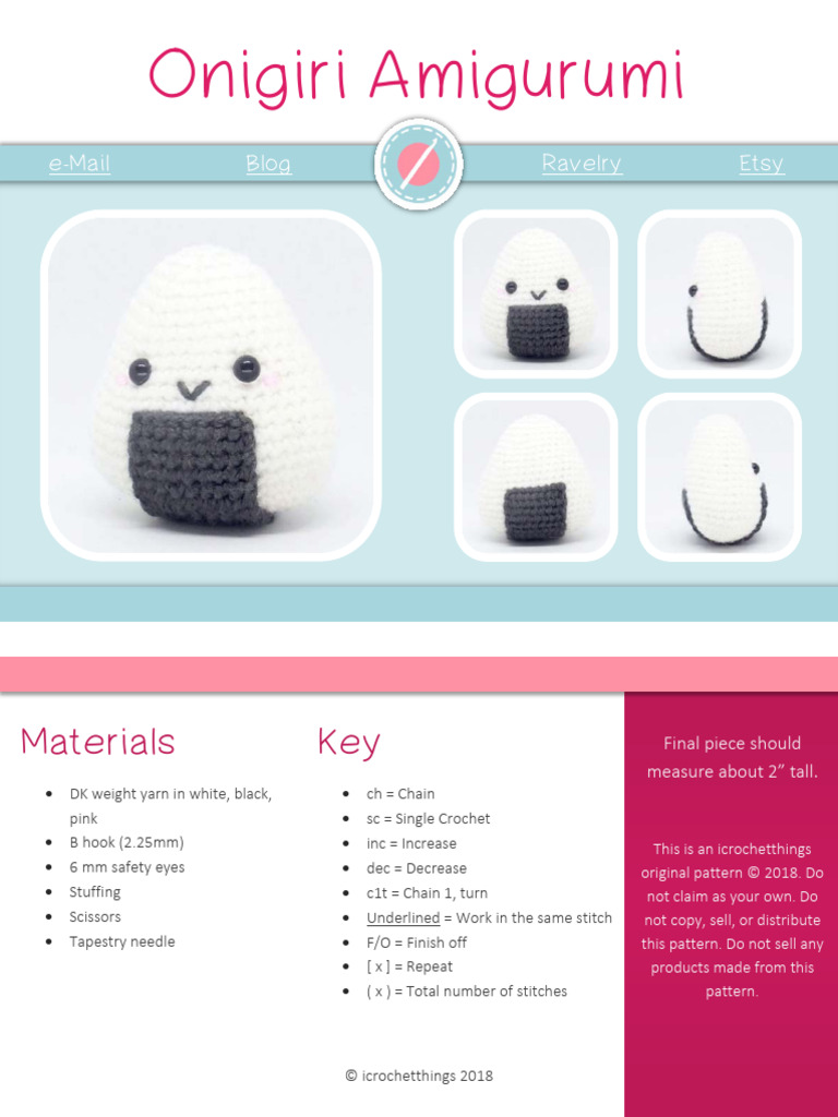 Onigiri_Amigurumi | PDF | Crochet | Handicrafts