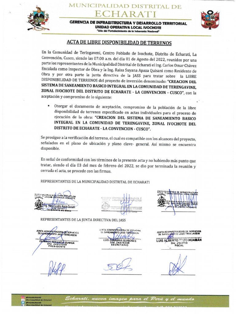 2. ACTA DE LIBRE DISPONIBILIDAD | PDF