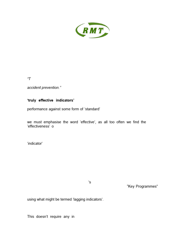 Safety Performance Indicators | PDF | Performance Indicator | Risk