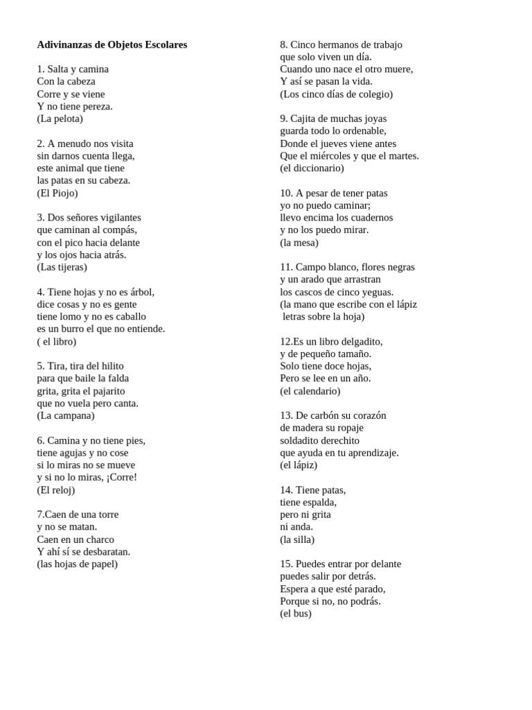 adivinanzas-escolares | PDF