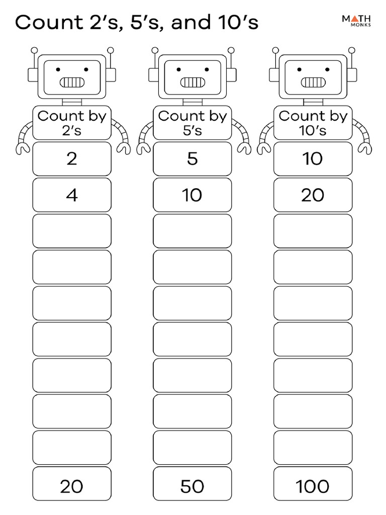Counting 2s 5s 10s Worksheets | PDF