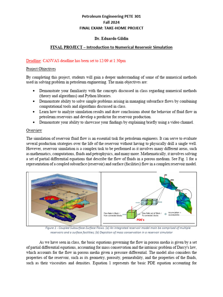 PETE301 FINAL PROJECT - Fall2024 | PDF | Fluid Dynamics | Diffusion