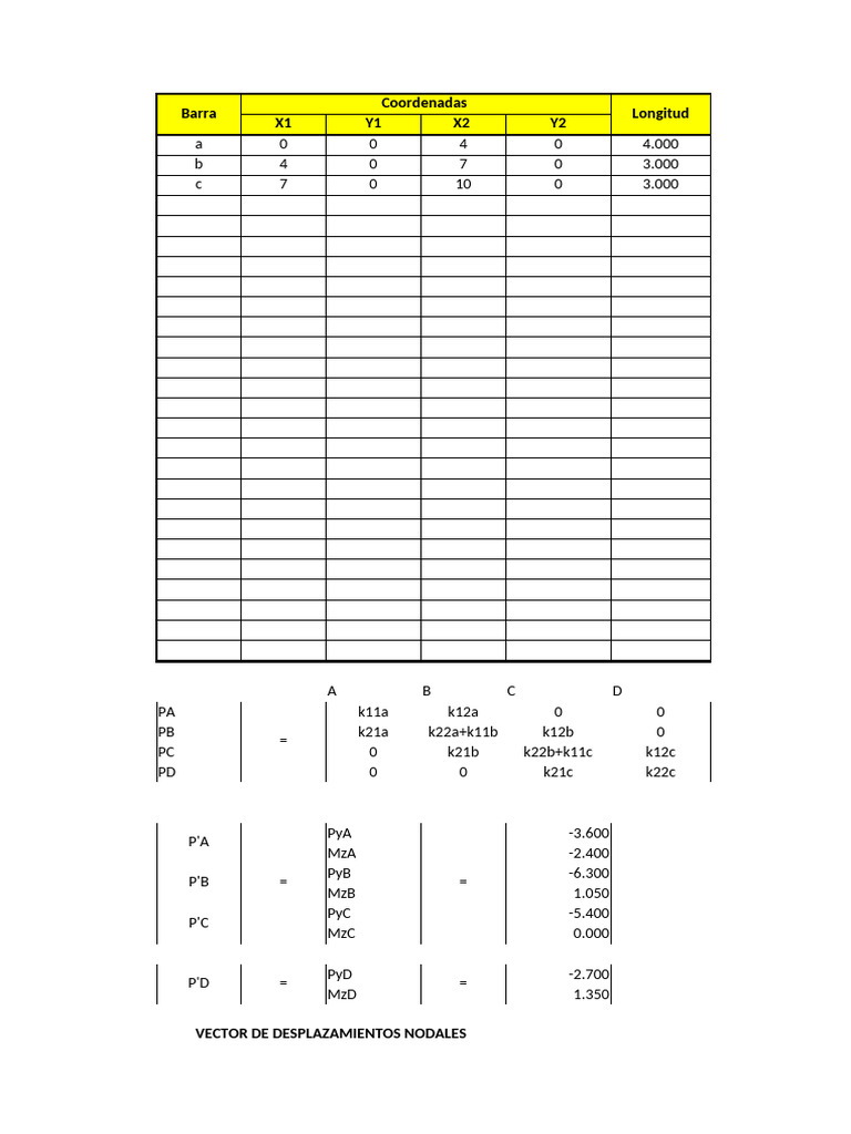Matriz de Rigideces Vigas - Ejer. 3 | PDF | Ingeniería mecánica | Mecánica