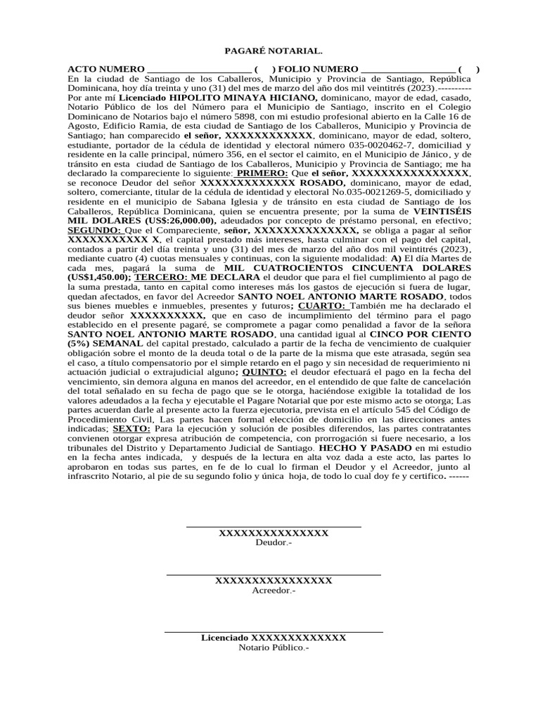 MODELO PAGARE NOTARIAL-EMPRESA | PDF | Pagos