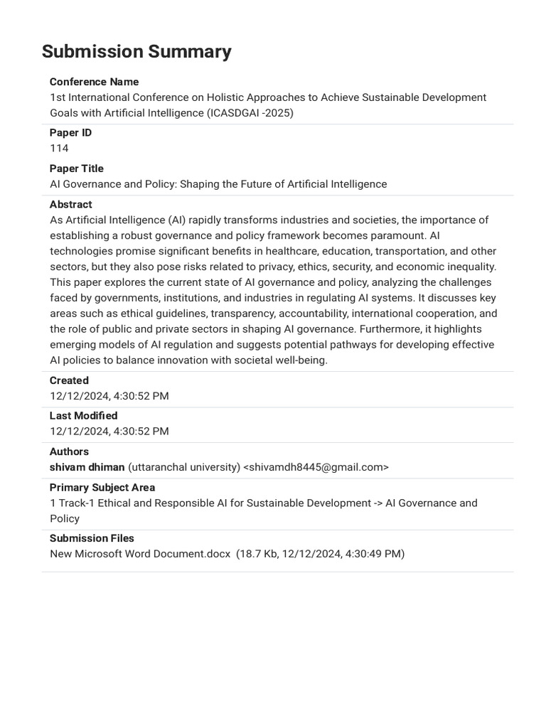 Conference Management Toolkit - Submission Summary | PDF