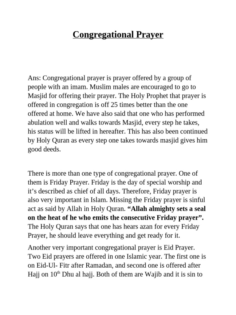 Congregational Prayer | PDF