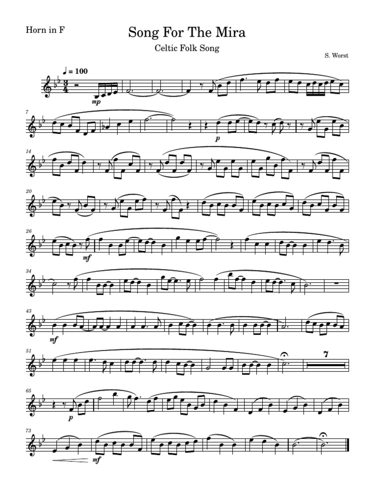 Song For The Mira Sheet Music | PDF | Brass Instruments | Aerophones
