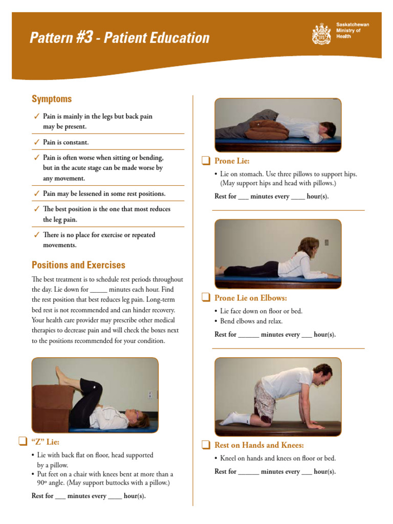 Back Pain - Pattern 3 Exercises | PDF | Pillow | Back Pain