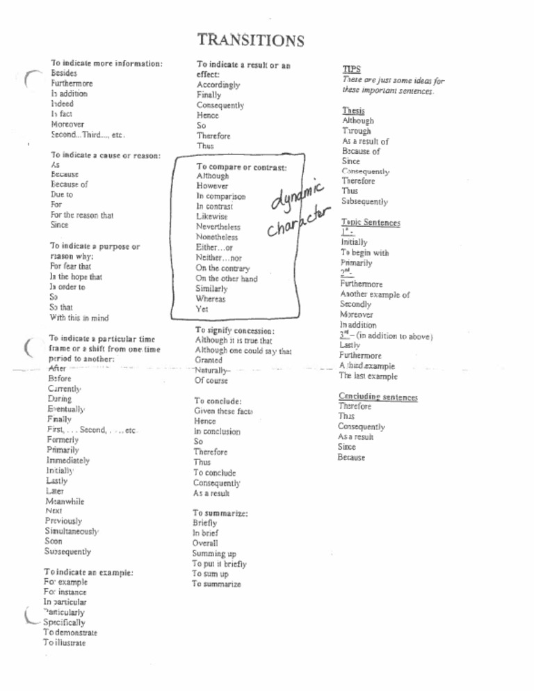 Transition Words Phrases | PDF