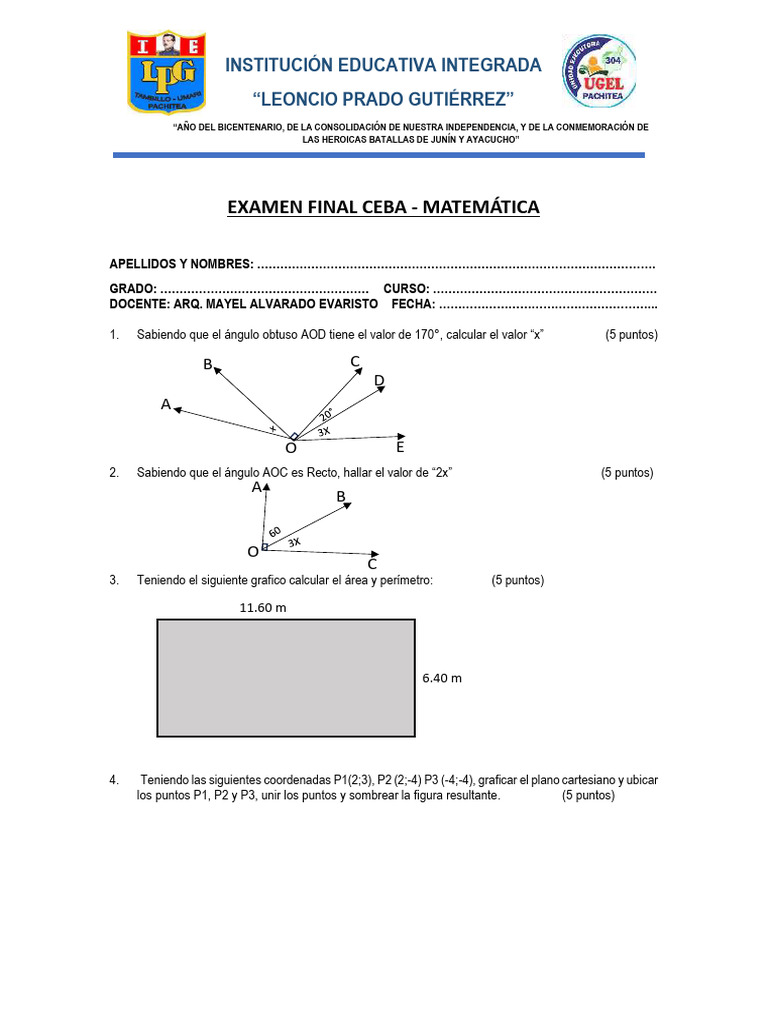 Respuestas Examen Final de Matemática | PDF