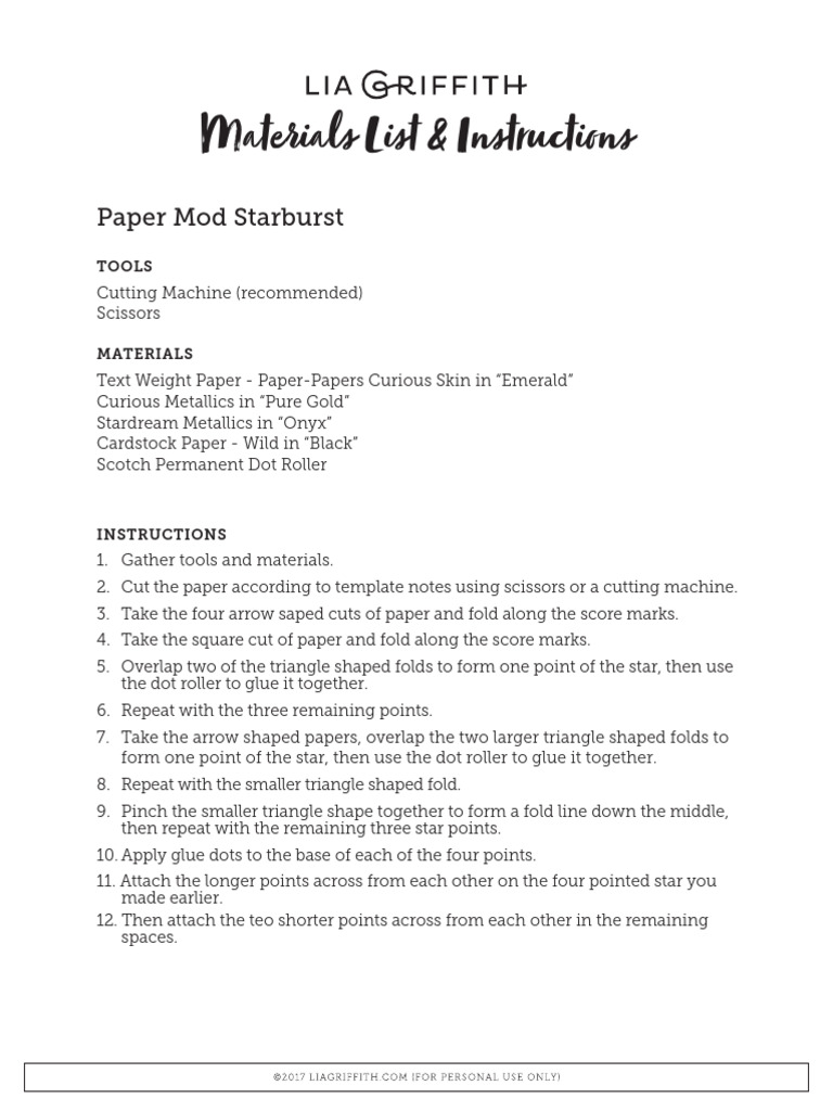 DIY Star Paper Craft Instructions | PDF