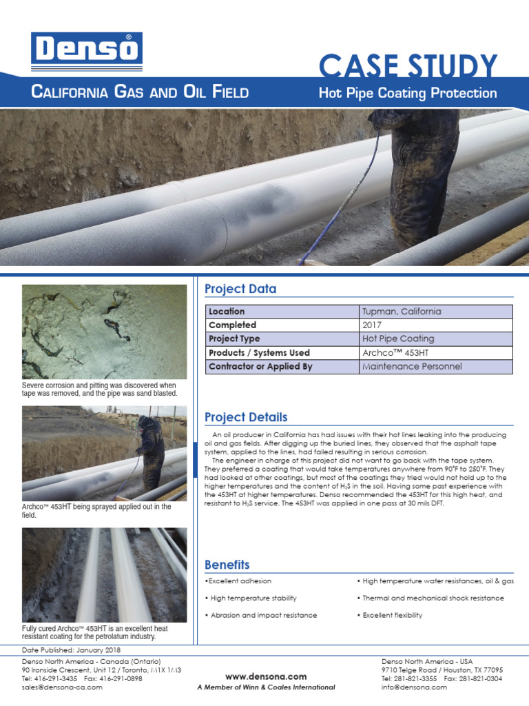 California Hot Pipe Archco 453 Denso Case Study | PDF | Materials ...