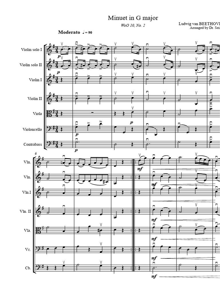 Minuet in G major score | PDF | Bowed Instruments | Necked Lutes