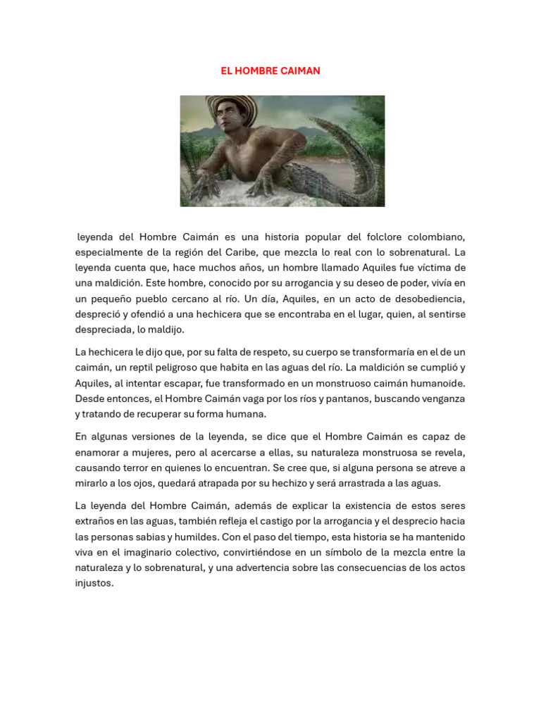 Leyenda del Hombre Caimán en Colombia | PDF