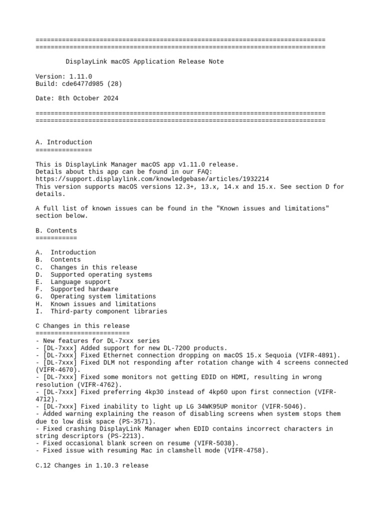 DisplayLink macOS 1.11.0 Update | PDF | Mac Os | Apple Inc.