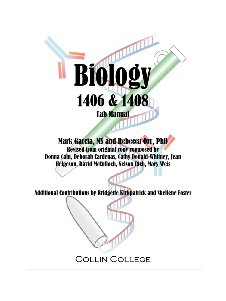 Biology Lab Manual for 1406 & 1408 | PDF | Fahrenheit | Ph